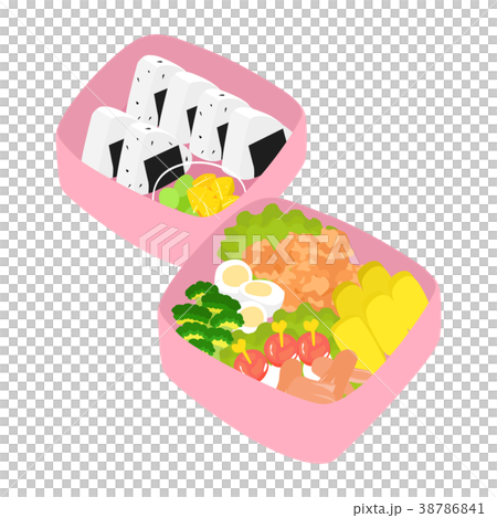 Illustration of a lunch box full of rice balls... - Stock Illustration ...