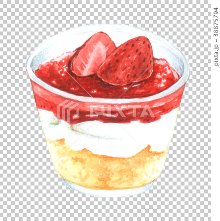 Watercolor Strawberry cheesecake in jar - Stock Illustration [38875794 ...