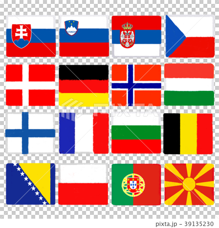 Flag hand drawn crayon touch set - Stock Illustration [39135230] - PIXTA