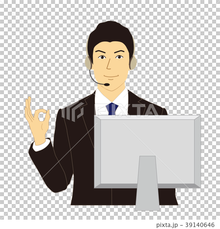 Male operator making OK sign - Stock Illustration [39140646] - PIXTA