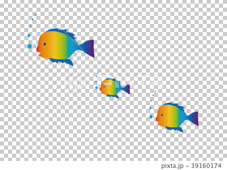Rainbow colored fish parent and child - Stock Illustration [39160174 ...