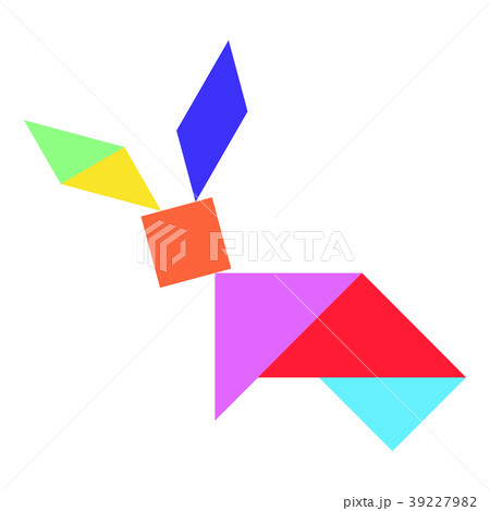 Color tangram puzzle in rabbit shapeのイラスト素材 [39227982] - PIXTA