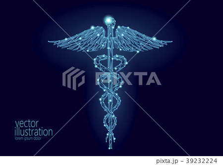 Medical Caduceus symbol low poly modern designのイラスト素材 [39232224] - PIXTA