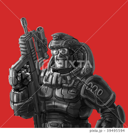 Smiling trooper in fantastic suit. Vectorのイラスト素材 [39495594] - PIXTA
