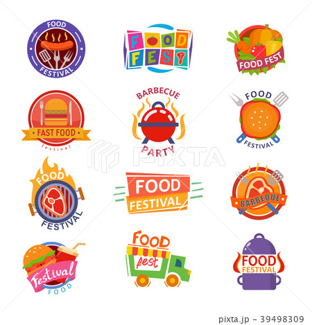 Food festival logo vector festive street fastfood Stock Illustration 39498309 PIXTA