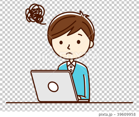 Male computer is in trouble - Stock Illustration [39609958] - PIXTA