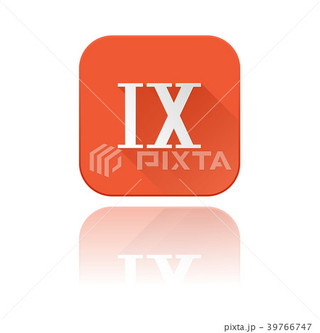 IX roman numeral. Orange square icon withのイラスト素材 [39766747] - PIXTA