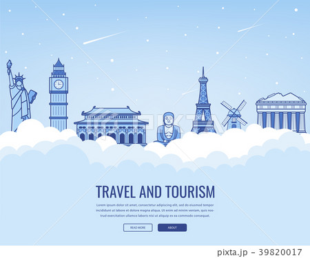 Travel composition with famous world landmarksのイラスト素材 [39820017] - PIXTA