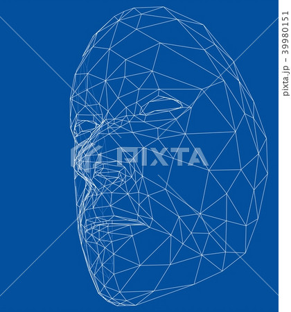 Wire-frame abstract human faceのイラスト素材 [39980151] - PIXTA