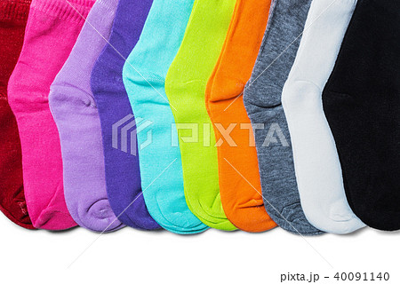 different color socks isolated on white の写真素材 [40091140] - PIXTA