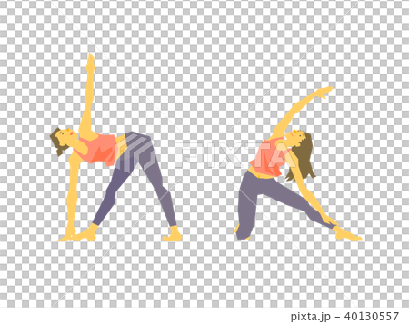 Yoga Poses: Triangle Pose, Barrel Pose - Stock Illustration [40130557 ...