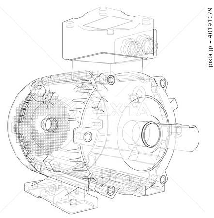 Electric motor outline. Vectorのイラスト素材 [40191079] - PIXTA