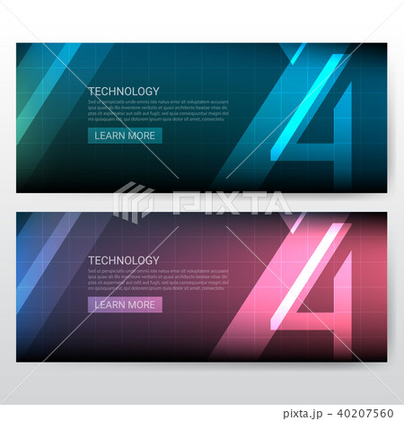 Blue Pink number 4 Technology banner templateのイラスト素材 [40207560] - PIXTA