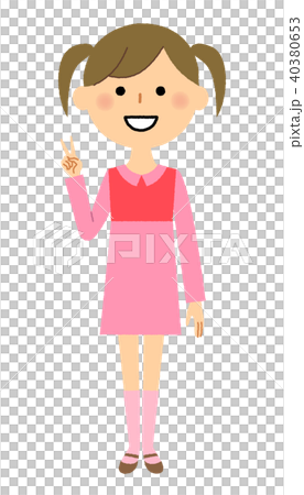 Girl V Sign Piece - Stock Illustration [40380653] - PIXTA