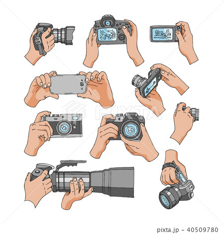 Hand Holding Camera Drawing