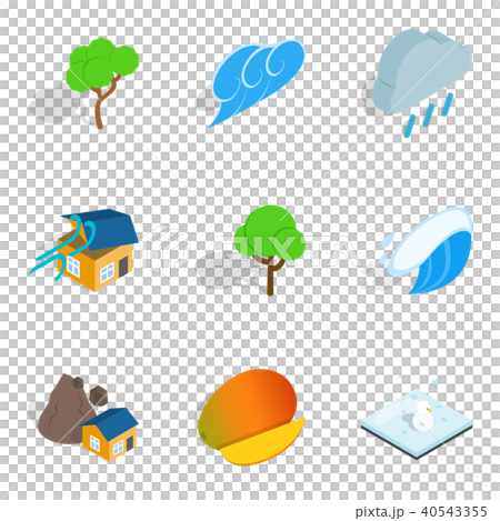 Natural hazard icons set, isometric style - Stock Illustration ...
