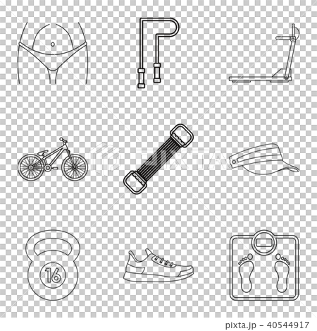 Physical activity icons set, outline style - Stock Illustration ...