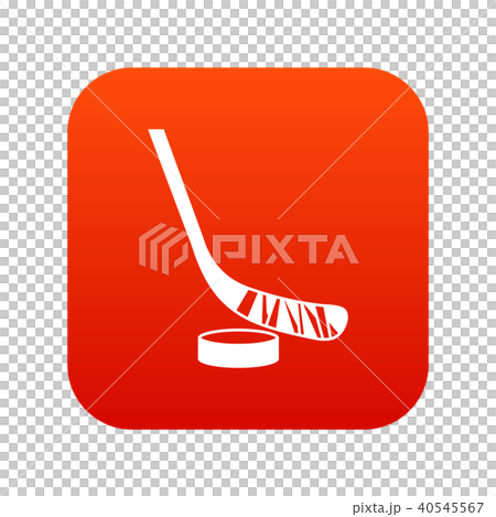 Stick and puck icon digital red - Stock Illustration [40545567] - PIXTA