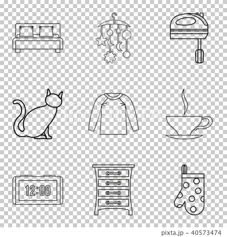 Abode icons set, outline style - Stock Illustration [40573474] - PIXTA