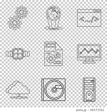 Upgrade tech icons set, outline style - Stock Illustration [40573561 ...