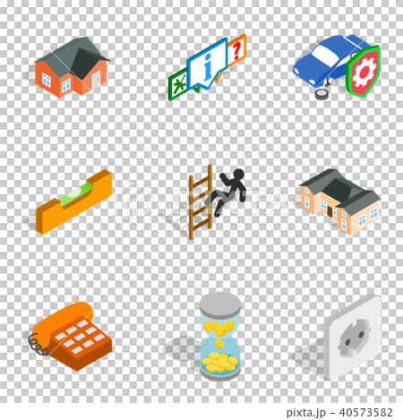 Capital repair icons set, isometric style - Stock Illustration ...