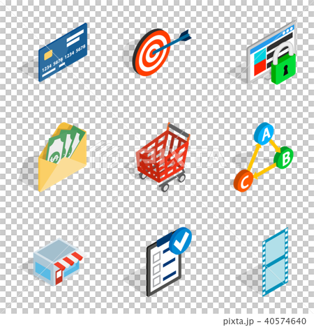 Informational progress icons set, isometric style - Stock Illustration ...