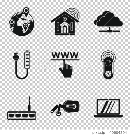 Home network icons set, simple style - Stock Illustration [40604294 ...