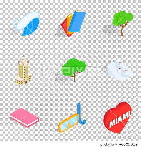 Funny place icons set, isometric style - Stock Illustration [40605019 ...