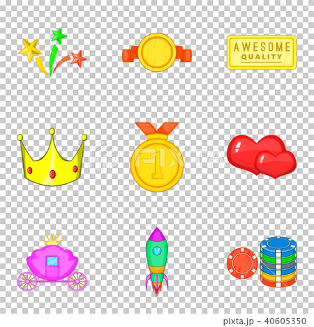 Reward for the winner icons set, cartoon style - Stock Illustration ...