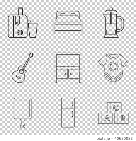 Domicile icons set, outline style - Stock Illustration [40680088] - PIXTA