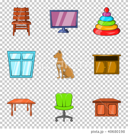 Family house icons set, cartoon style - Stock Illustration [40680198 ...