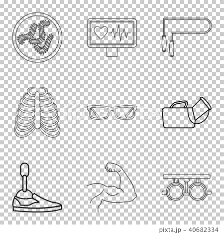 Population health icons set, outline style - Stock Illustration ...