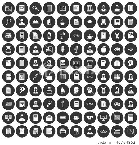 100 reader icons set black circleのイラスト素材 [40764852] - PIXTA