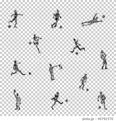 Illustration of football players drawn with... - Stock Illustration ...