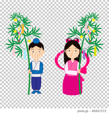 Orihime and Hiko star Tanabata illustrations... - Stock Illustration ...