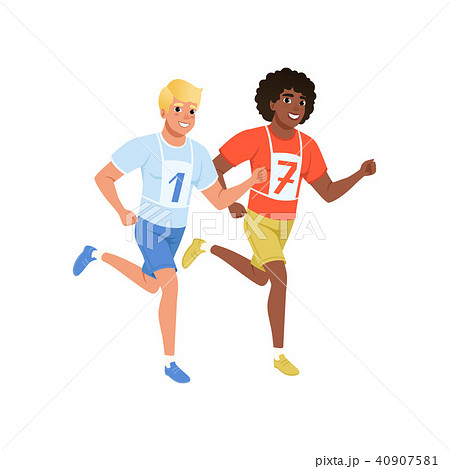 Cartoon Man Running Marathon