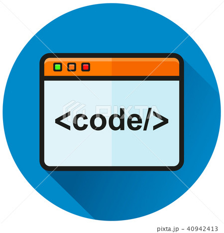 code circle blue flat iconのイラスト素材 [40942413] - PIXTA