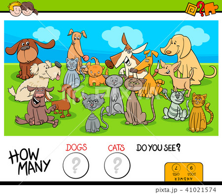 counting cats and dogs educational gameのイラスト素材 [41021574] - PIXTA