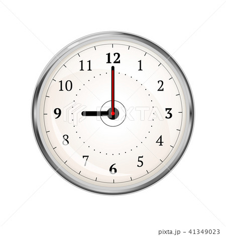 Realistic clock face showing 09-00 on whiteのイラスト素材 [41349023] - PIXTA