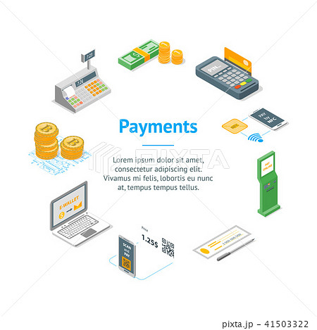 Payment Methods Banner Card Circle Isometric...のイラスト素材 [41503322] - PIXTA