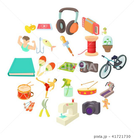 Fun hobby icons set, cartoon styleのイラスト素材 [41721730] - PIXTA