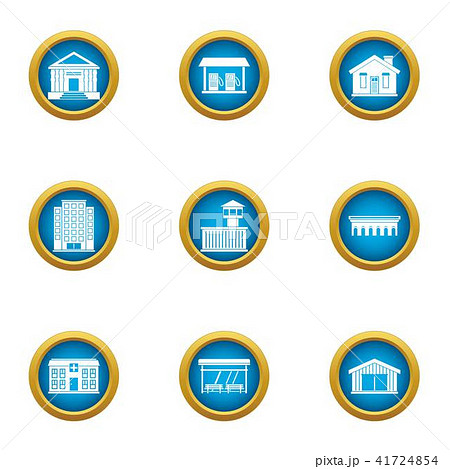 Cultural building icons set, flat styleのイラスト素材 [41724854] - PIXTA
