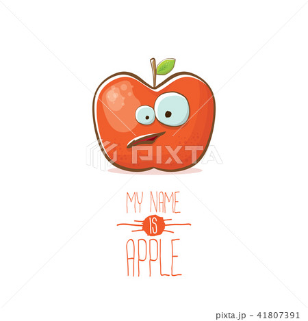 vector funny cartoon cute red apple character...のイラスト素材 [41807391] - PIXTA