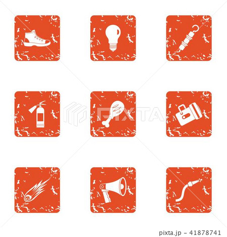 Fortification icons set, grunge styleのイラスト素材 [41878741] - PIXTA
