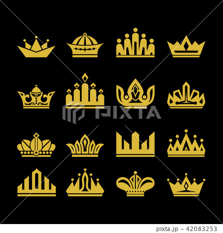 Big set of vector crowns, collection of design eleのイラスト素材 [42083253 ...
