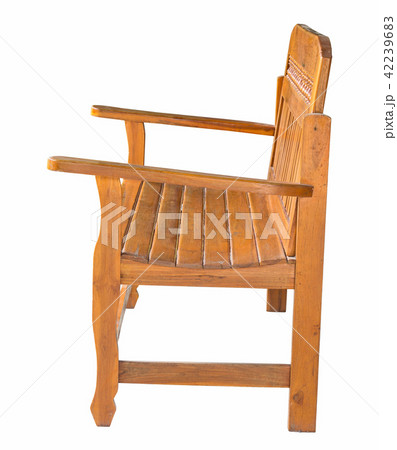 long wooden chair isolated on whiteの写真素材 [42239683] - PIXTA