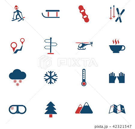 skiing icon setのイラスト素材 [42321547] - PIXTA