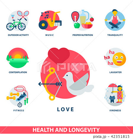 Health and longevity icons modern activity...のイラスト素材 [42351815] - PIXTA