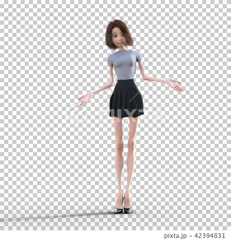 Deformed character Young lady perming3DCG... - Stock Illustration ...