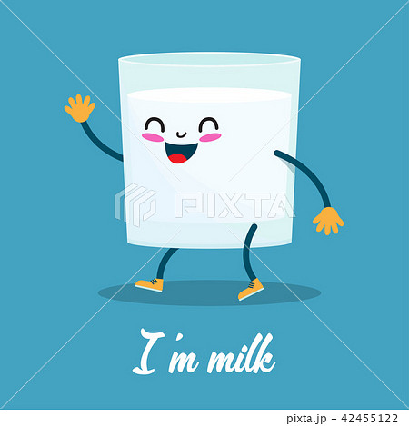 Glass of milk isolated on blueのイラスト素材 [42455122] - PIXTA